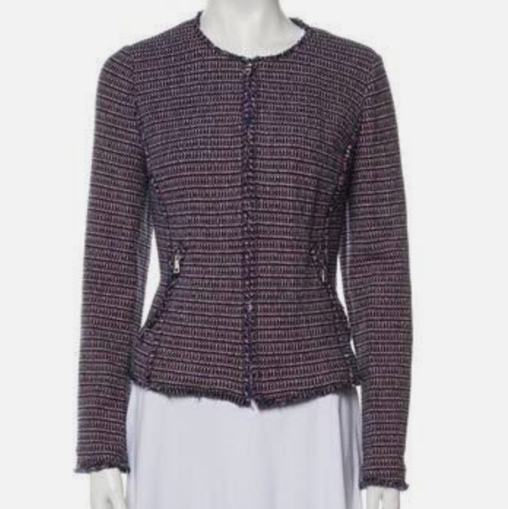 Rebecca Taylor Graphic Cropped Tweed Hot Pink / Blue … - Gem